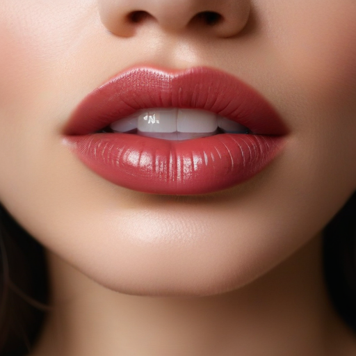 Close-Up of a Beautifully Glossed Pair of Full Lips with Perfect Shine