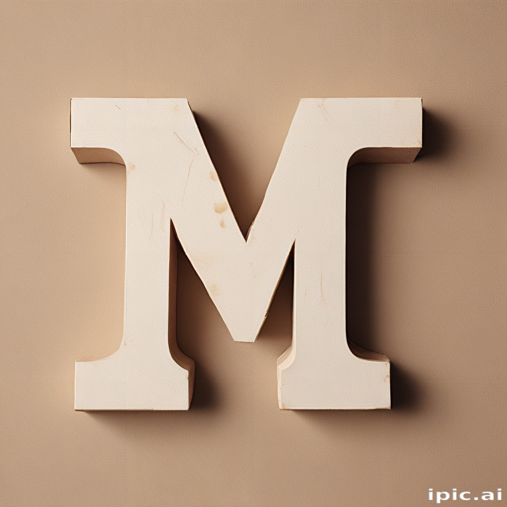 Elegant White Letter M Against a Soft Neutral Background for Stylish Decor