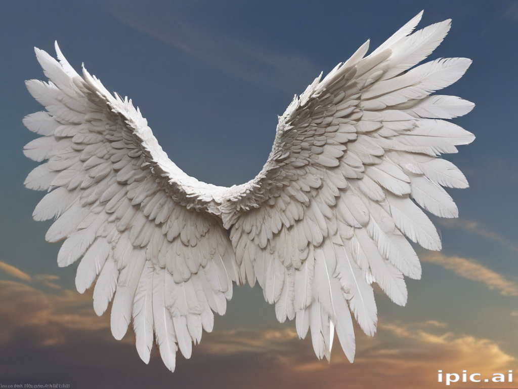 Majestic White Wings Spreading Wide Against a Dramatic Sunset Sky