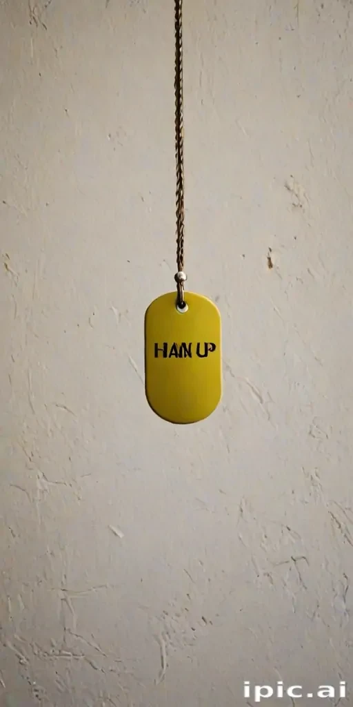 Unique Yellow Tag Hanging on a Chain with the Words 'HAM UP'