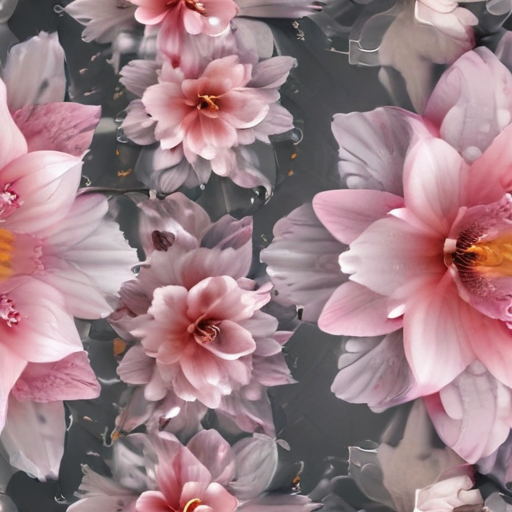 Elegant Floral Pattern Featuring Soft Pink and Gray Blossoms in Harmony