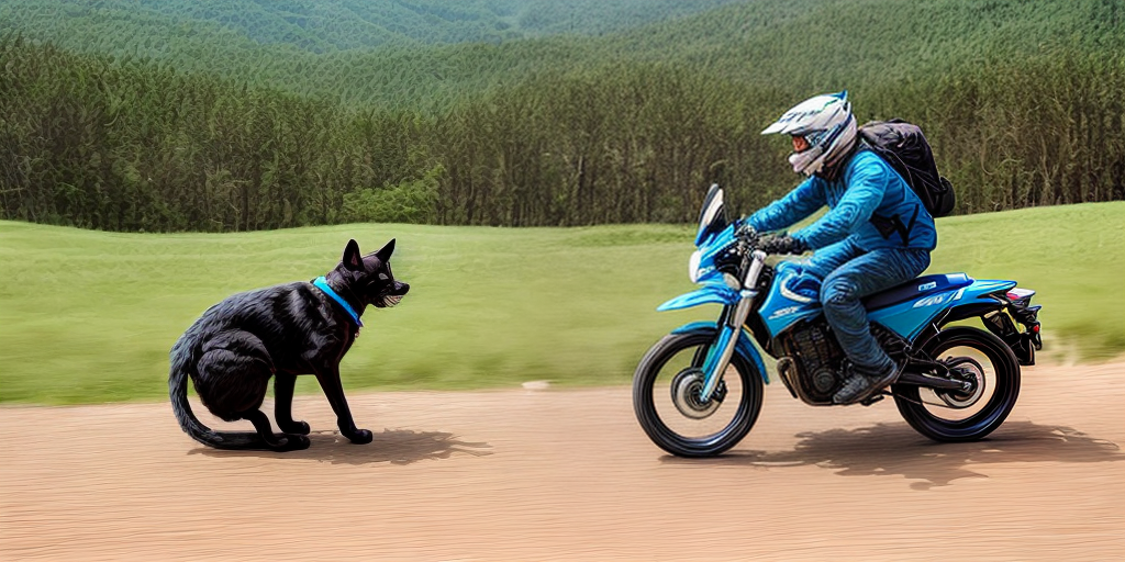 Cat riding on dog
