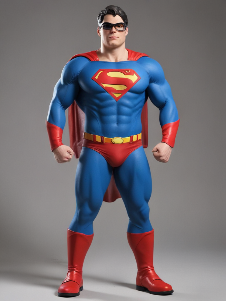 Realistic chubby college nerd guys, full body, realistic superman suit ...