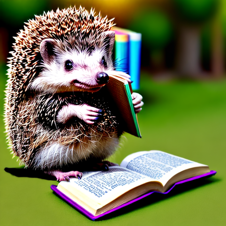 a hedgehog reading books
