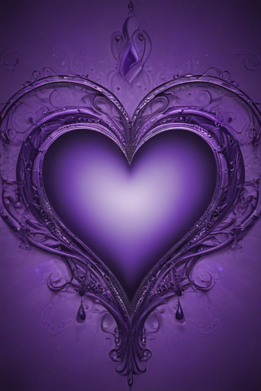 Elegant Purple Heart Design with Intricate Swirls and Shimmering Details