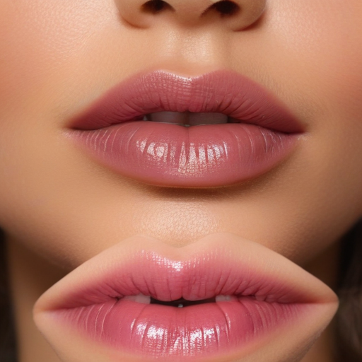 Stunning Close-Up of Glossy Red Lips Highlighting Flawless Makeup Artistry