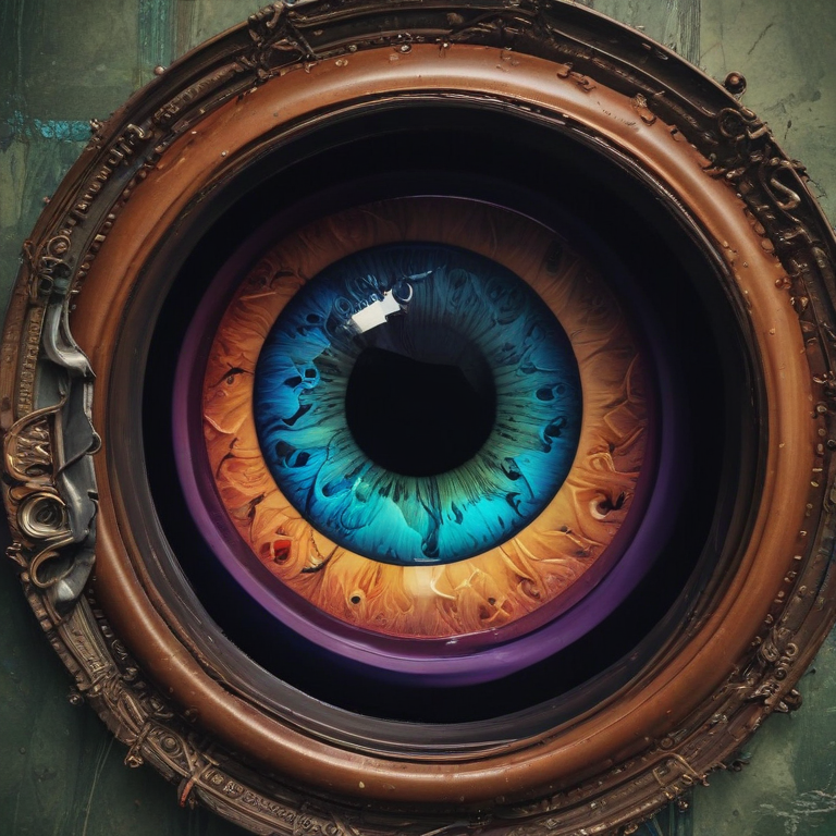 A Captivating Surreal Mirror Framed Eye Reflecting Intriguing Colors ...