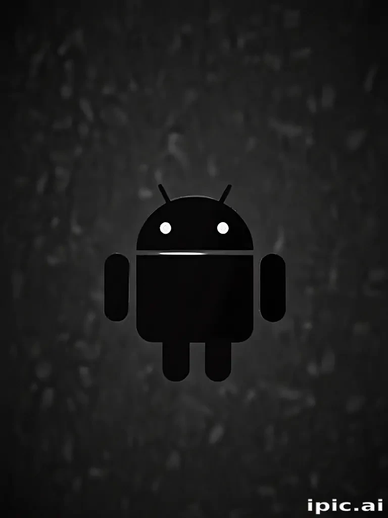 Stylized Black Android Logo Against a Dark Textured Background Design