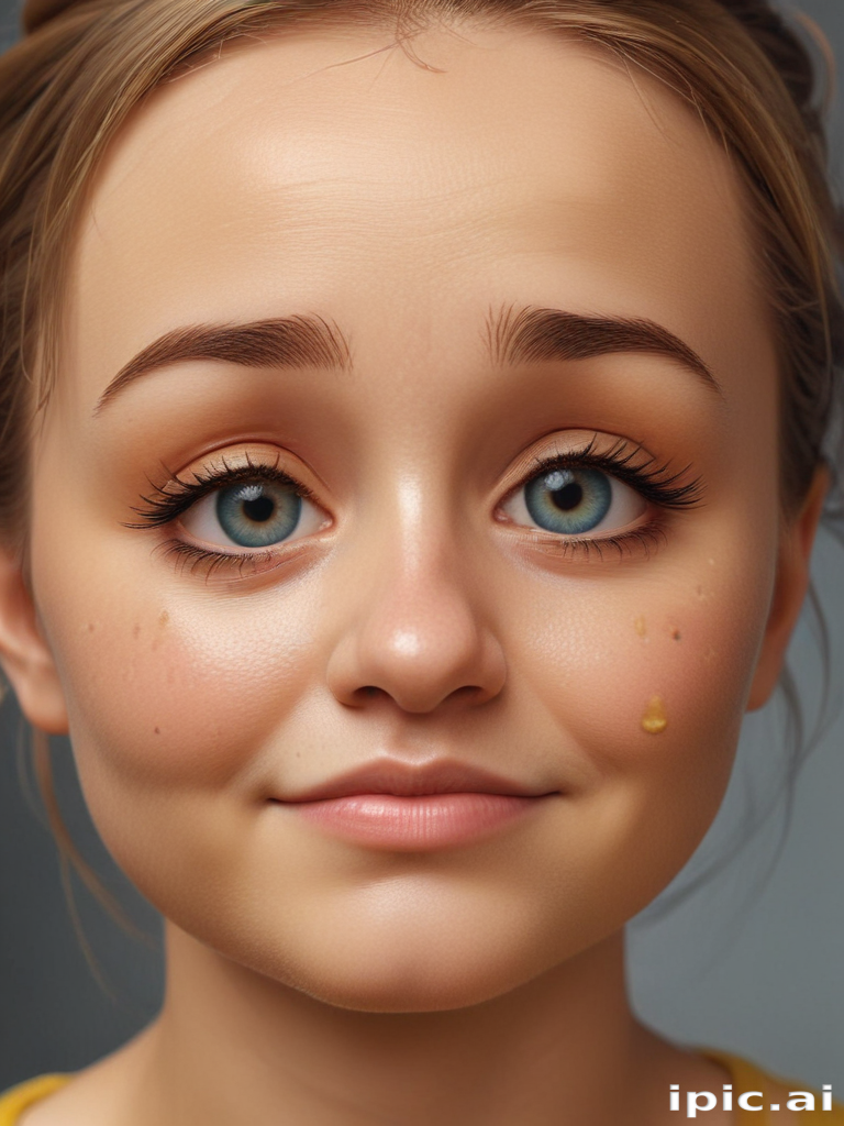 A Close-Up Portrait of a Young Woman with Bright Blue Eyes and Soft ...
