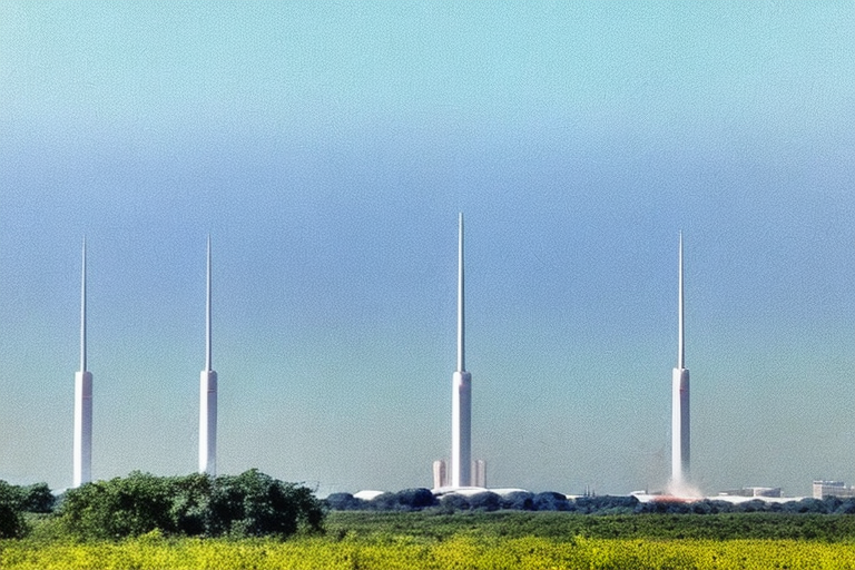 Two identical towers and an airplane crashing into them