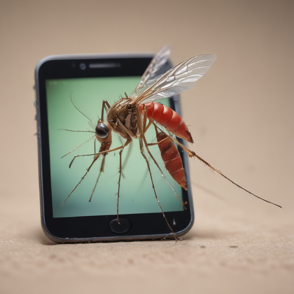 a highly aggressive mosquito coming out of a smart phone