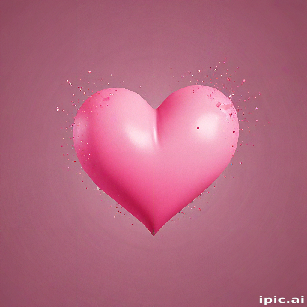 A Vibrant Pink Heart Surrounded by Soft Splashes of Colorful Paint.
