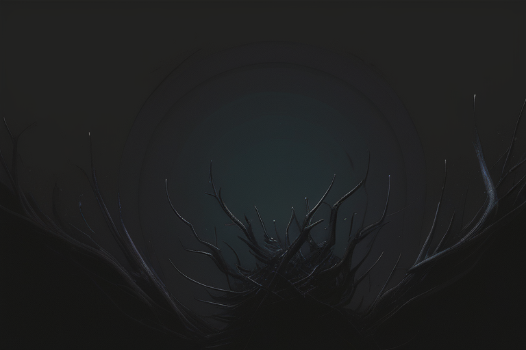 Dark Abstract Landscape with Twisted Branches Against a Mysterious ...