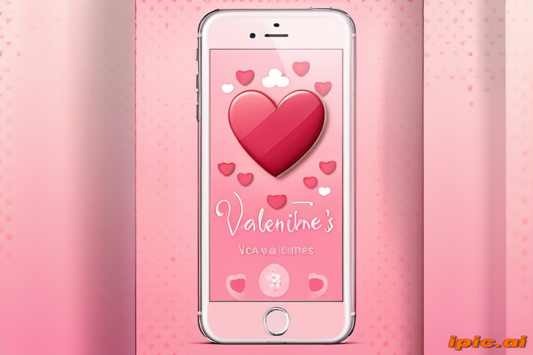 Valentine's Day Mobile Screen Design Featuring Heart and Love Elements