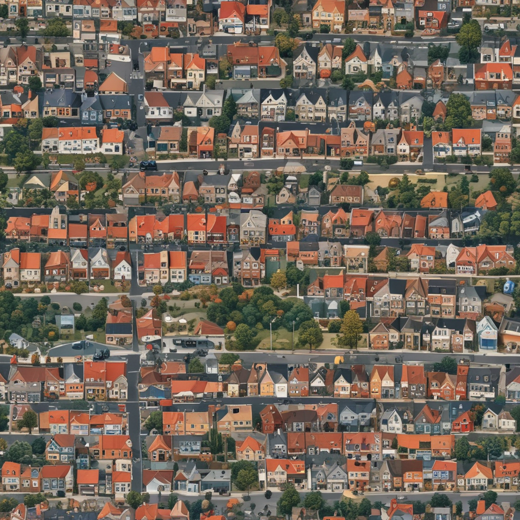 neighborhood top view pixel art