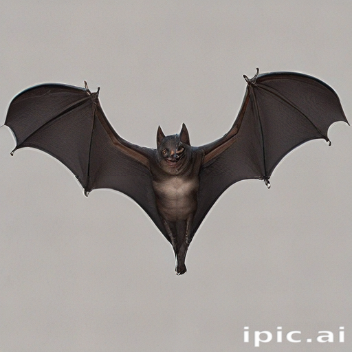 A Majestic Bat Gliding Gracefully Through the Air Against a Gray Sky
