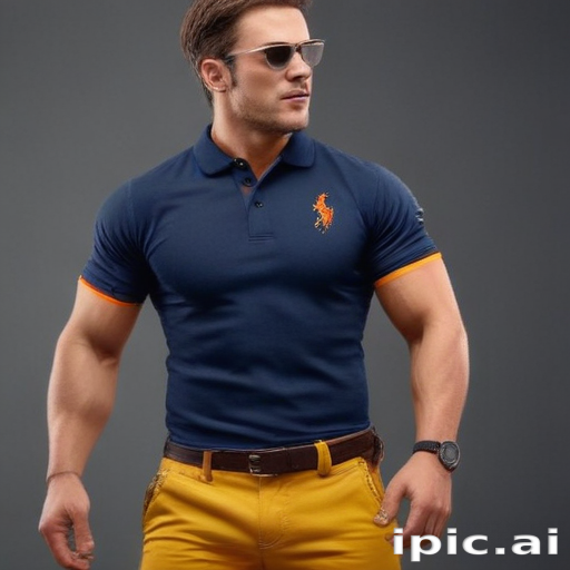 Stylish Man Posing Confidently in Polo Shirt and Sunglasses.
