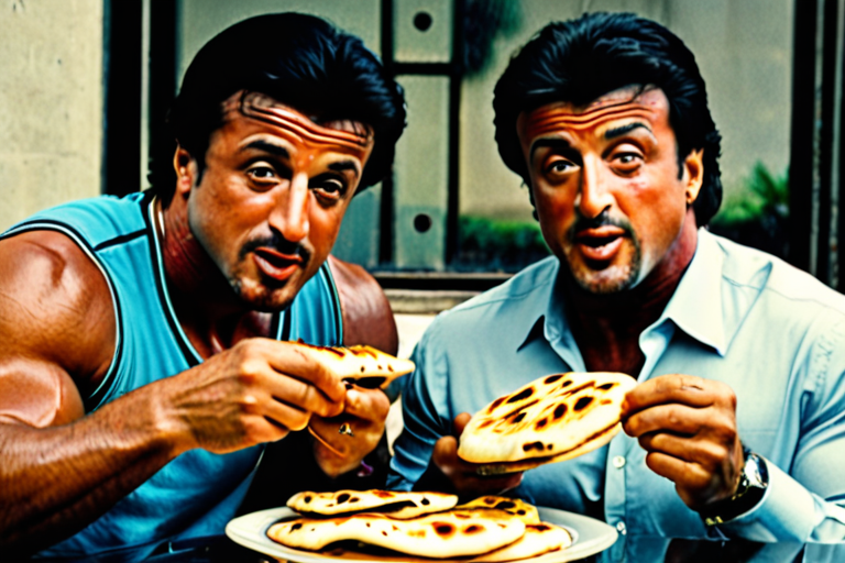Sylvester Stallone eating naan