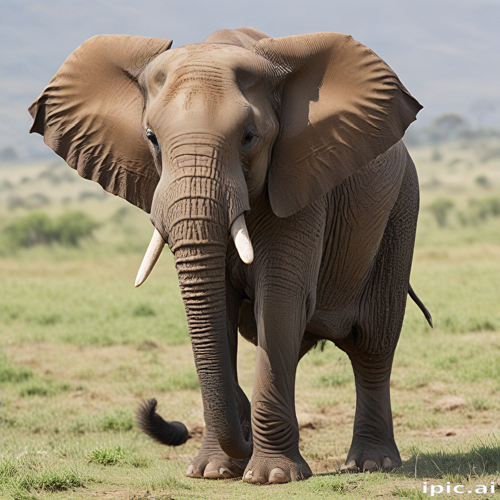 Majestic African Elephant Strolling Gracefully Across the Lush Green ...