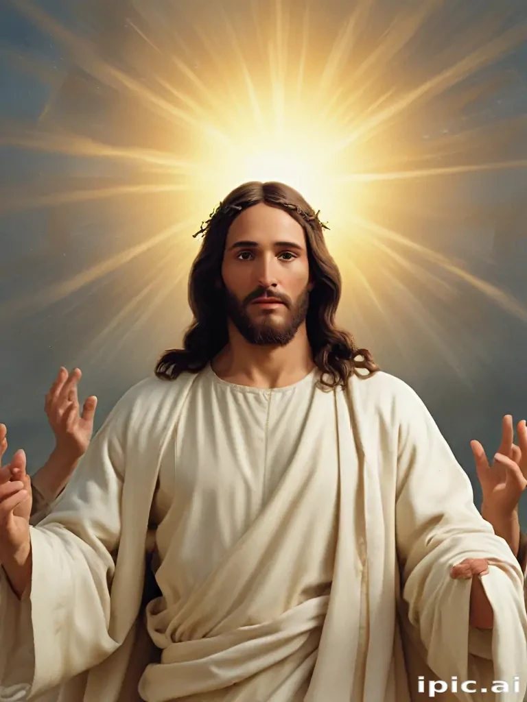 Divine Presence: A Radiant Depiction of Jesus Christ Bathed in Light