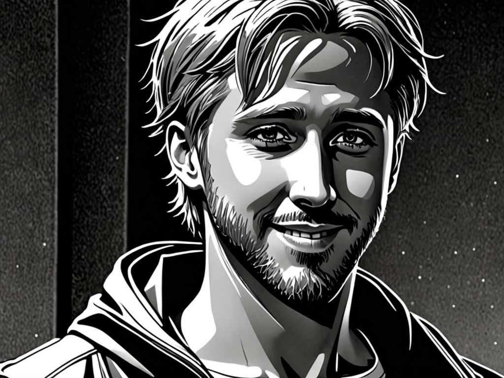 ryan gosling as anime character, manga, anime, 2d, ghibli, ghost in a ...