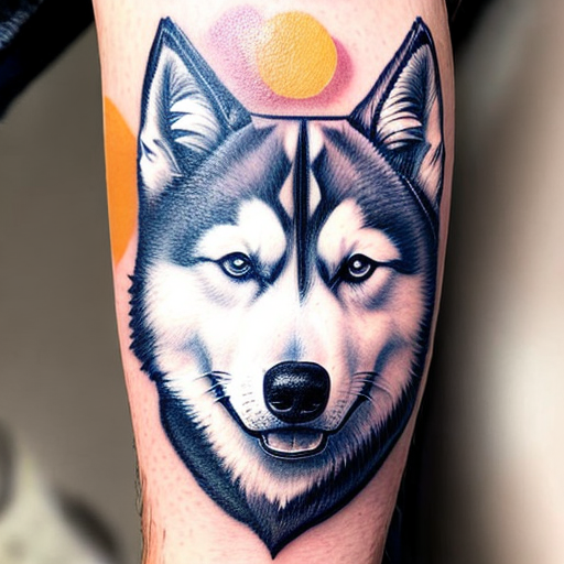 cute husky tattoo