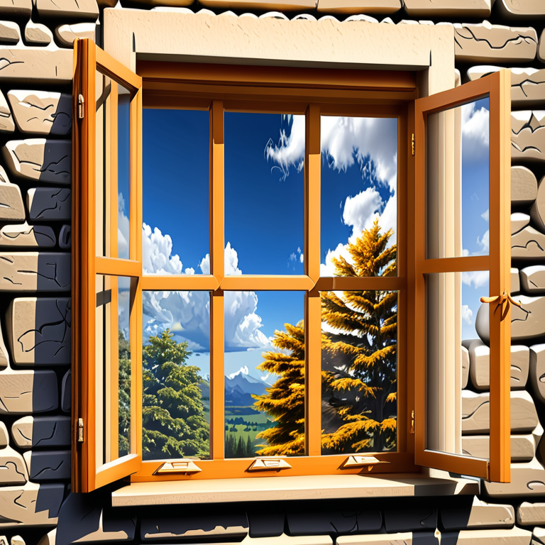 A Bright and Inviting Window View Overlooking Lush Green Landscapes Beyond.