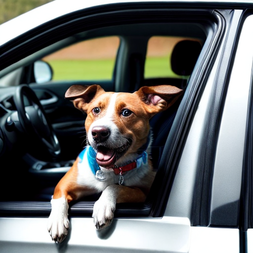 dog driving a car