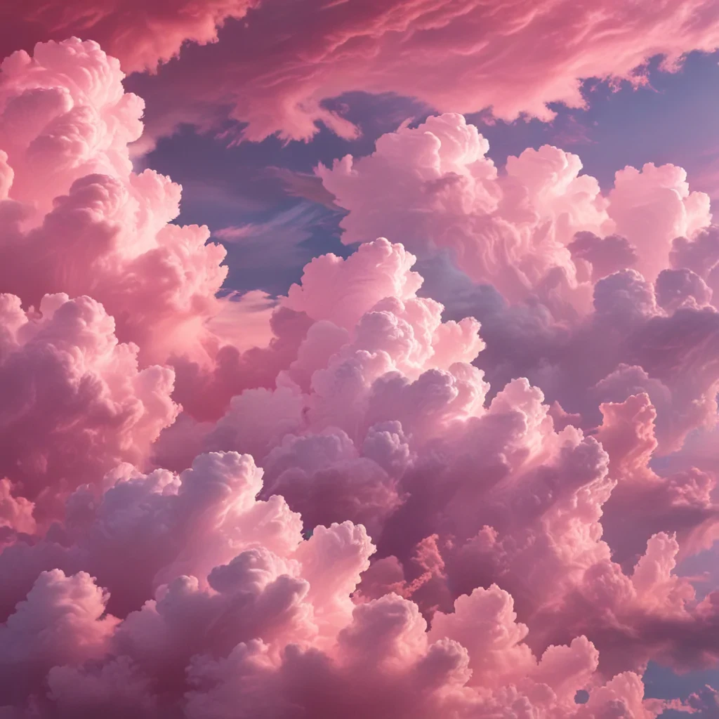 Majestic Pink Clouds Illuminated by the Gentle Glow of Sunset Sky