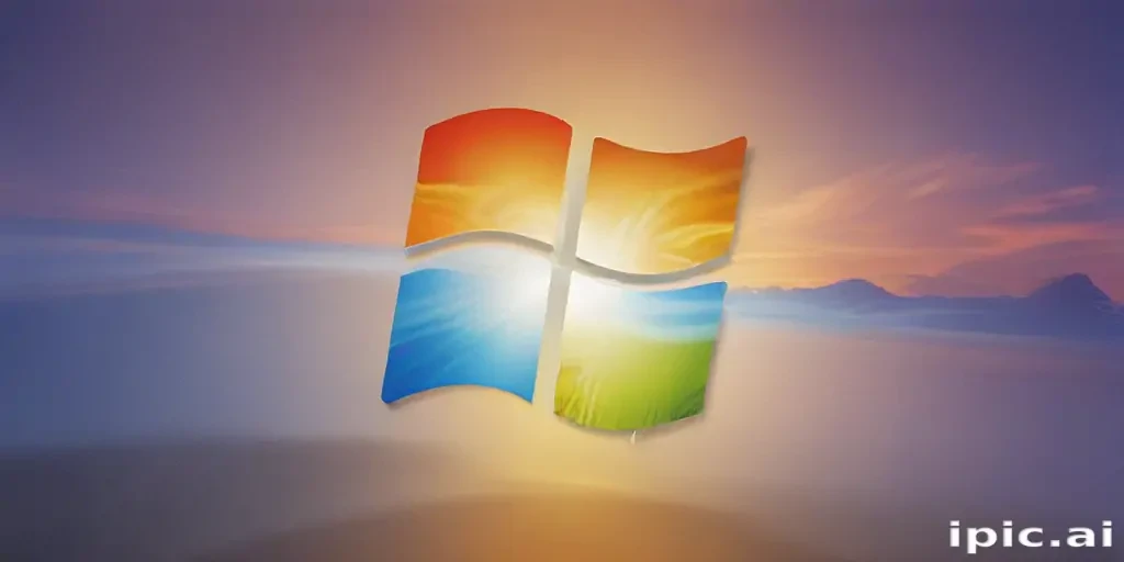 Iconic Windows Logo Against a Beautiful Sunrise Background in Soft Colors