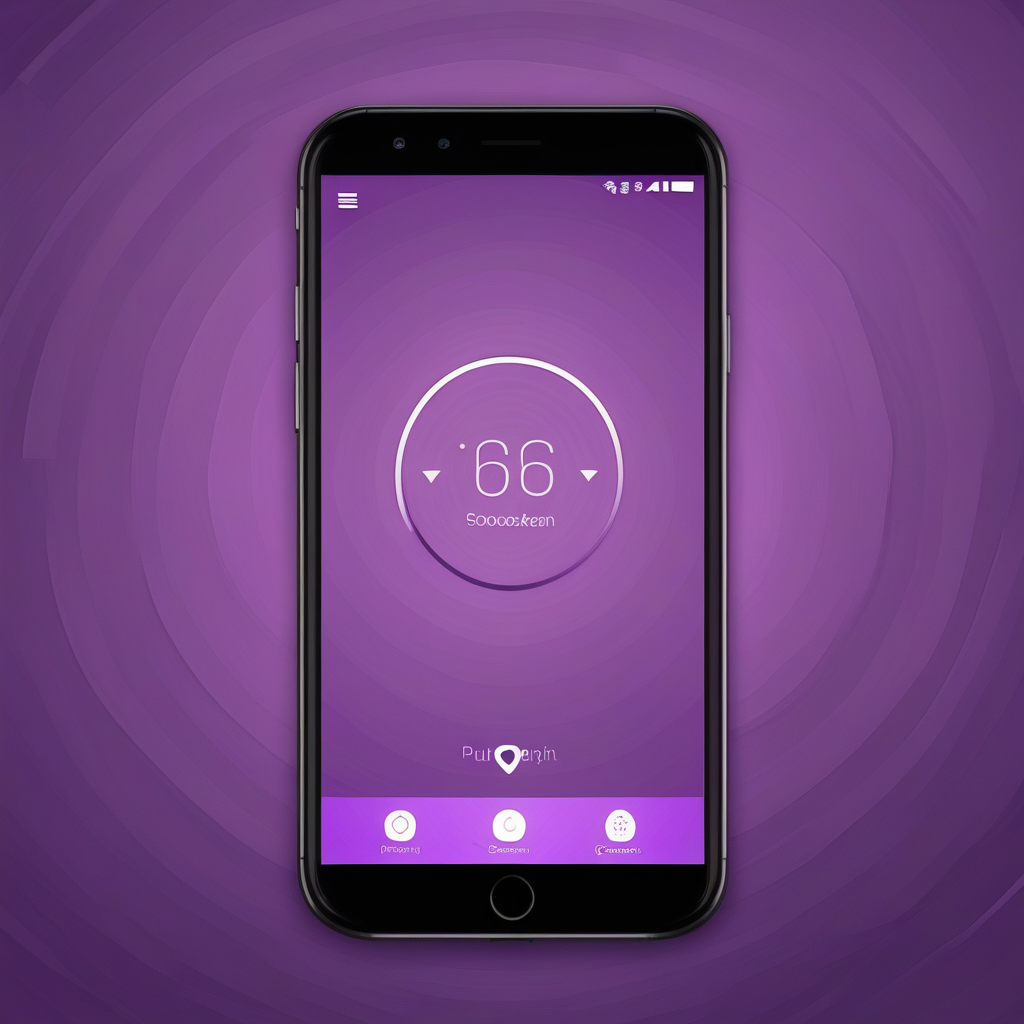 Smartphone Displaying a Purple-Themed App Interface with Temperature ...