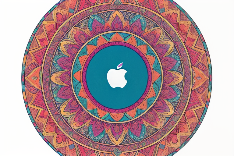 Colorful Mandala Design Featuring the Iconic Apple Logo at the Center