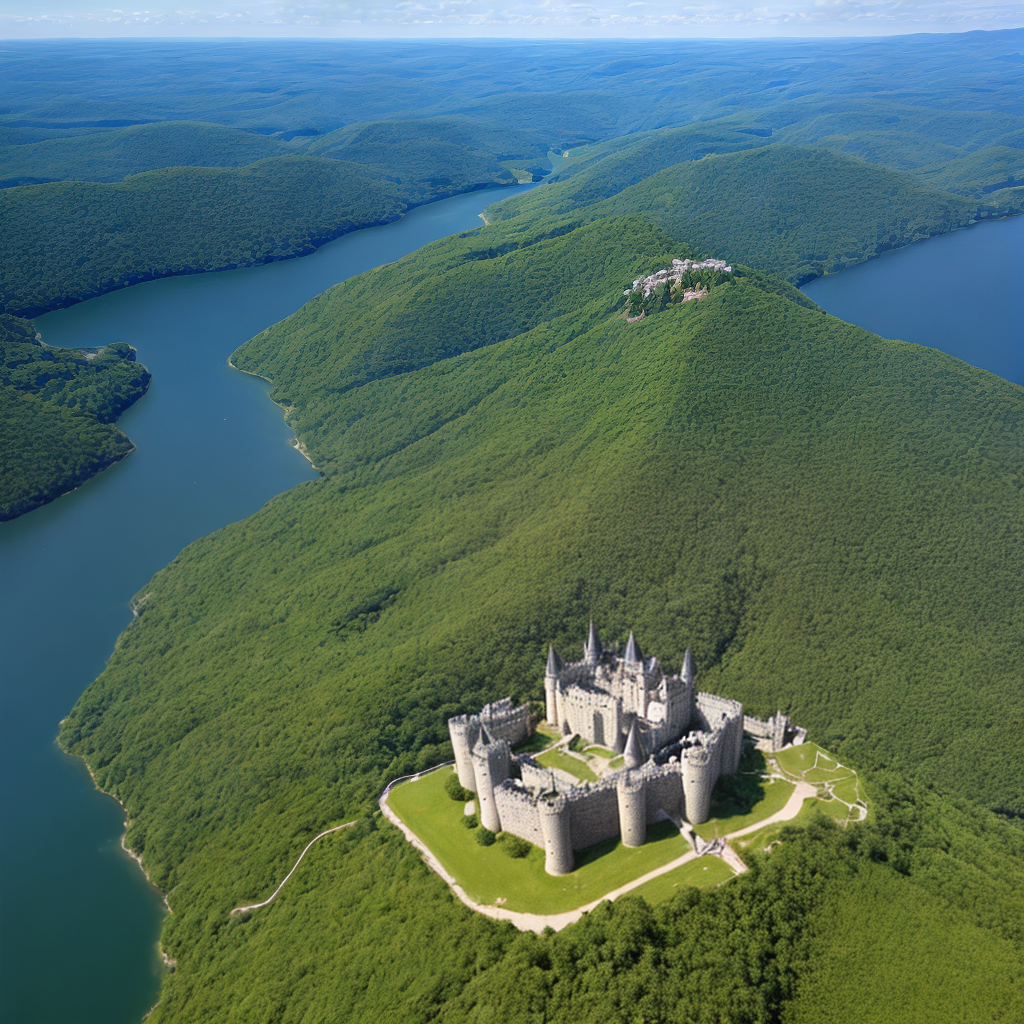 medivel giant castle on top of a greate mountain
