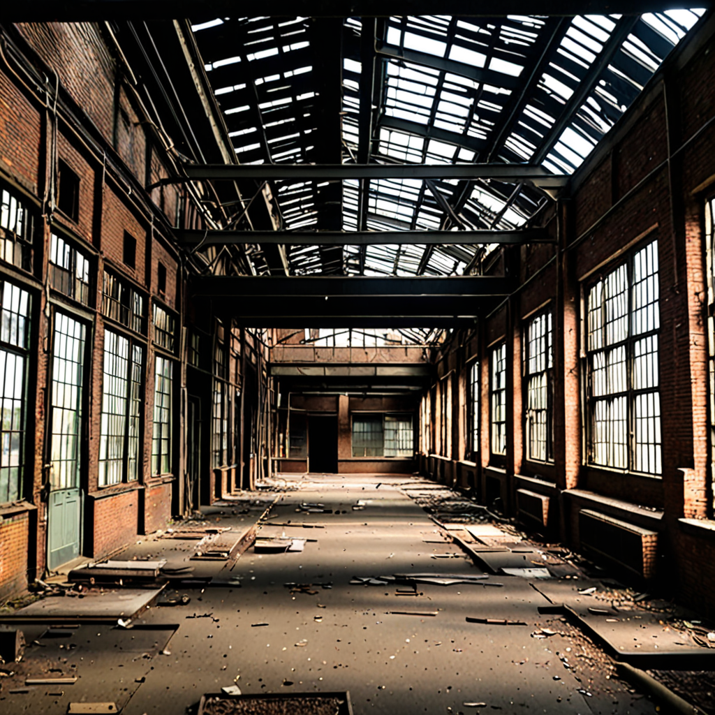 inside disused spooky factory