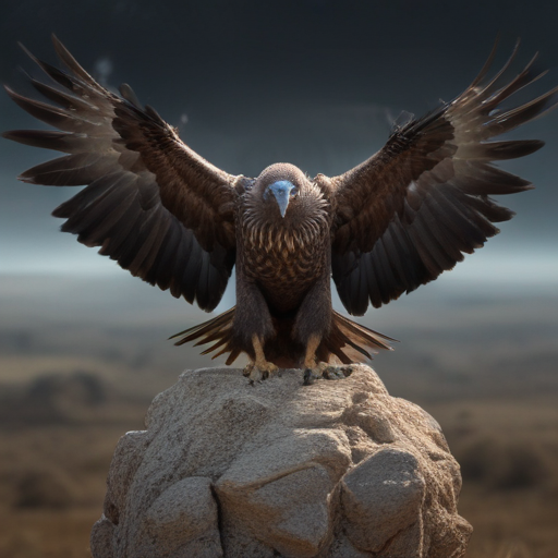 Majestic Vulture Spreading Its Wings on a Rocky Outcrop in Nature.
