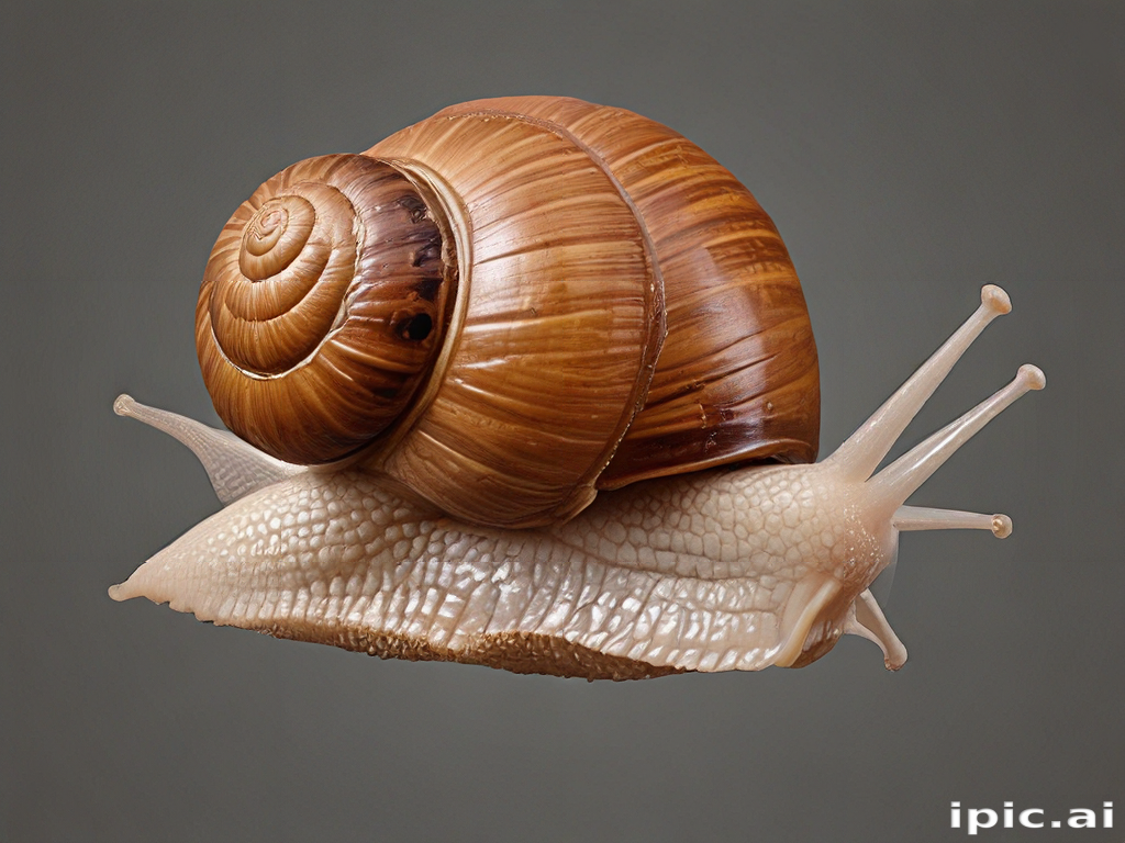 Close-Up of a Beautiful Snail with Intricate Shell Patterns and Textures