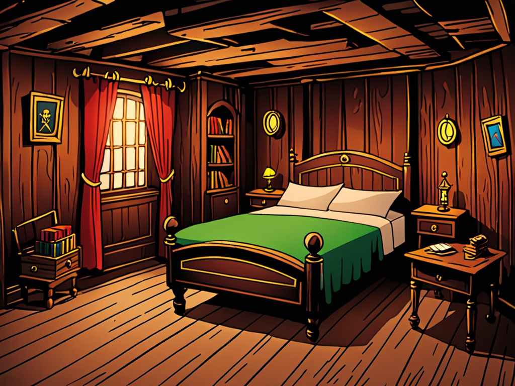Interior of Captain Hook's state room on the pirate ship from the ...