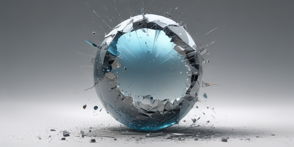 An Intriguing Shattered Glass Sphere with a Stunning Blue Reflection