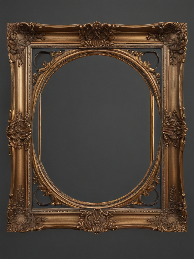 Elegant Vintage Picture Frame with Intricate Details and Antique Finish.