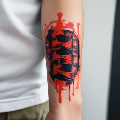 Cutsign on the arm saying "Vdirty" in red ink