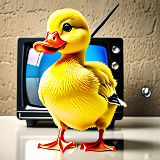 yellow duck watching television