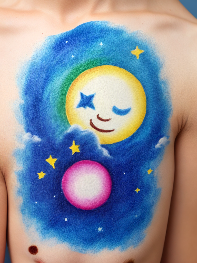 a star, a sun, a moon and a cloud all hug realistic