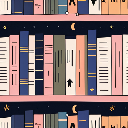 Colorful Bookshelf Design Featuring Various Books Against a Starry ...