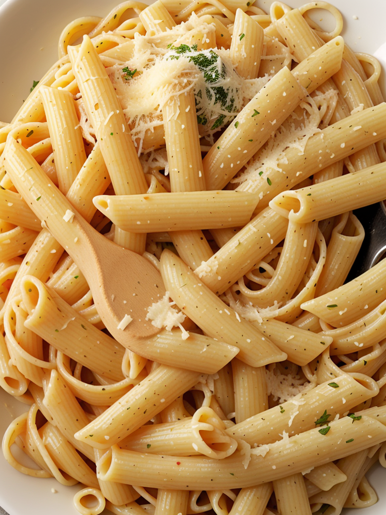 A Delicious Bowl of Creamy Pasta with Fresh Parmesan and Herbs