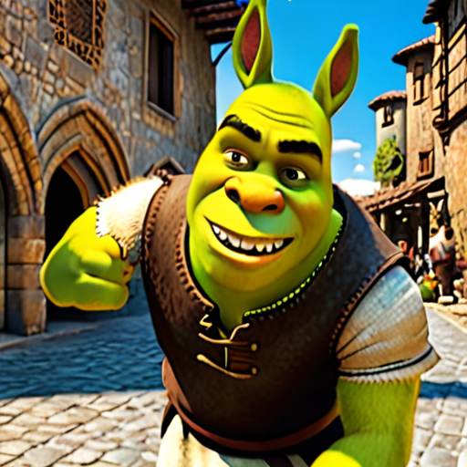 Shrek throwing donkey