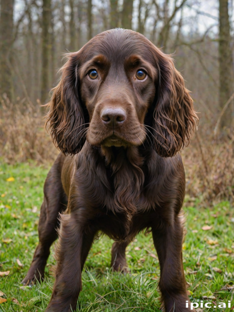 A Playful Brown Dog Standing Proudly in a Lush Green Field.