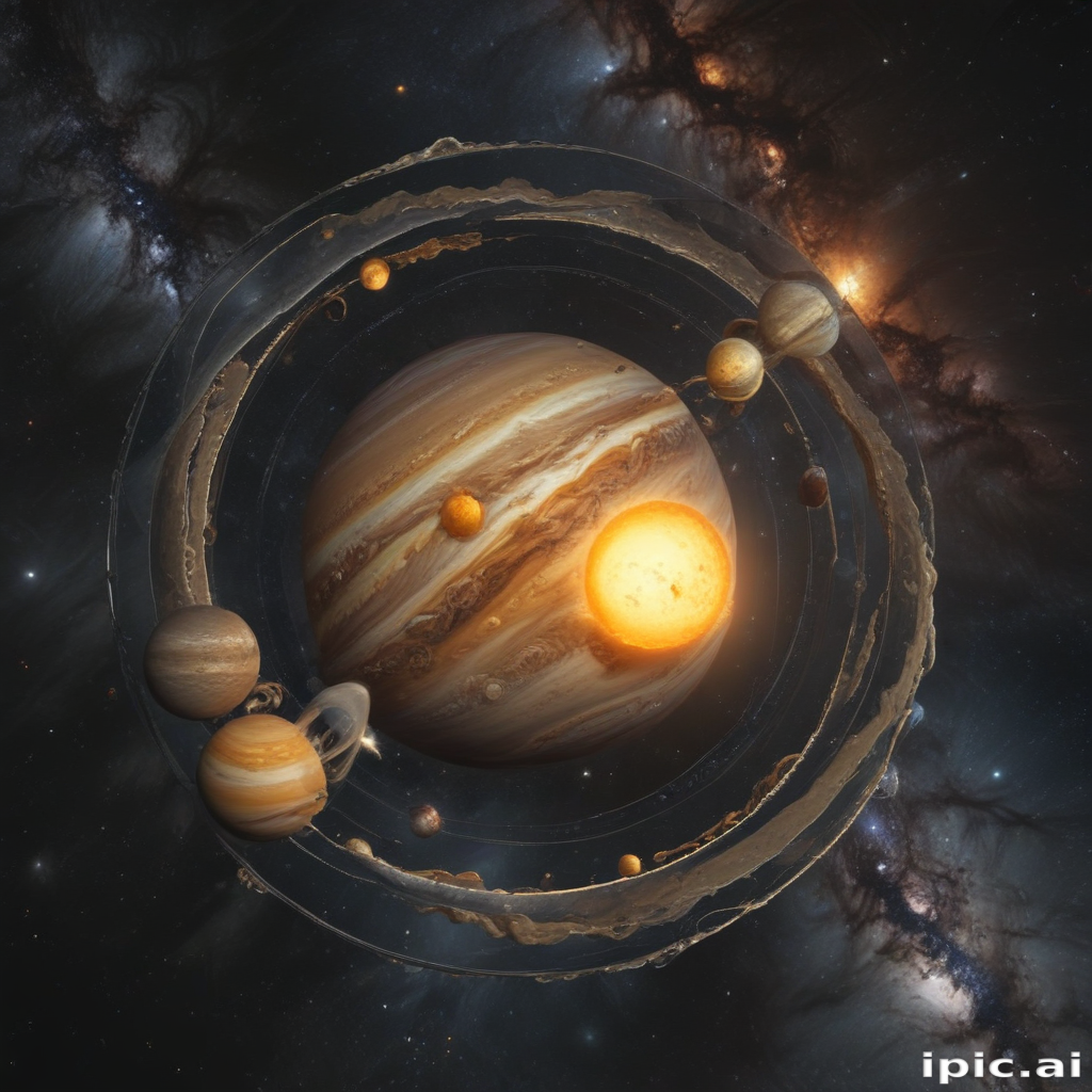 Majestic View of Jupiter Surrounded by Its Moons and Cosmic Rings