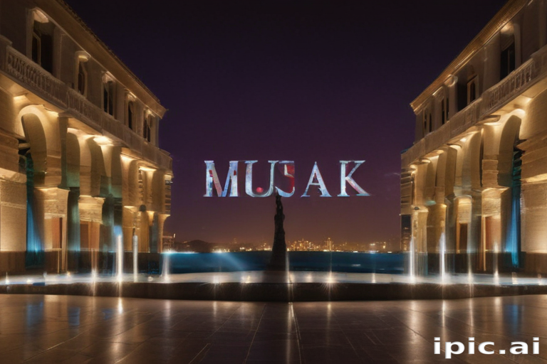 Stunning Nighttime View Featuring Illuminated MUSAK Sign and Elegant ...