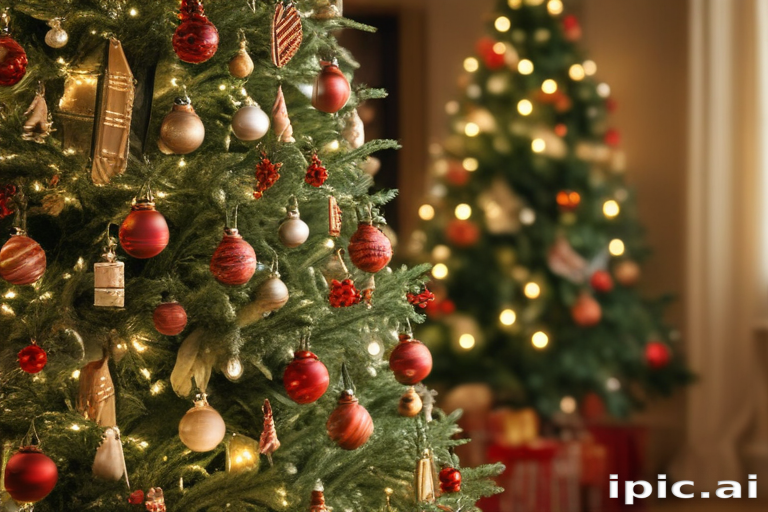 Charming Holiday Scene Featuring Beautifully Decorated Christmas Trees ...