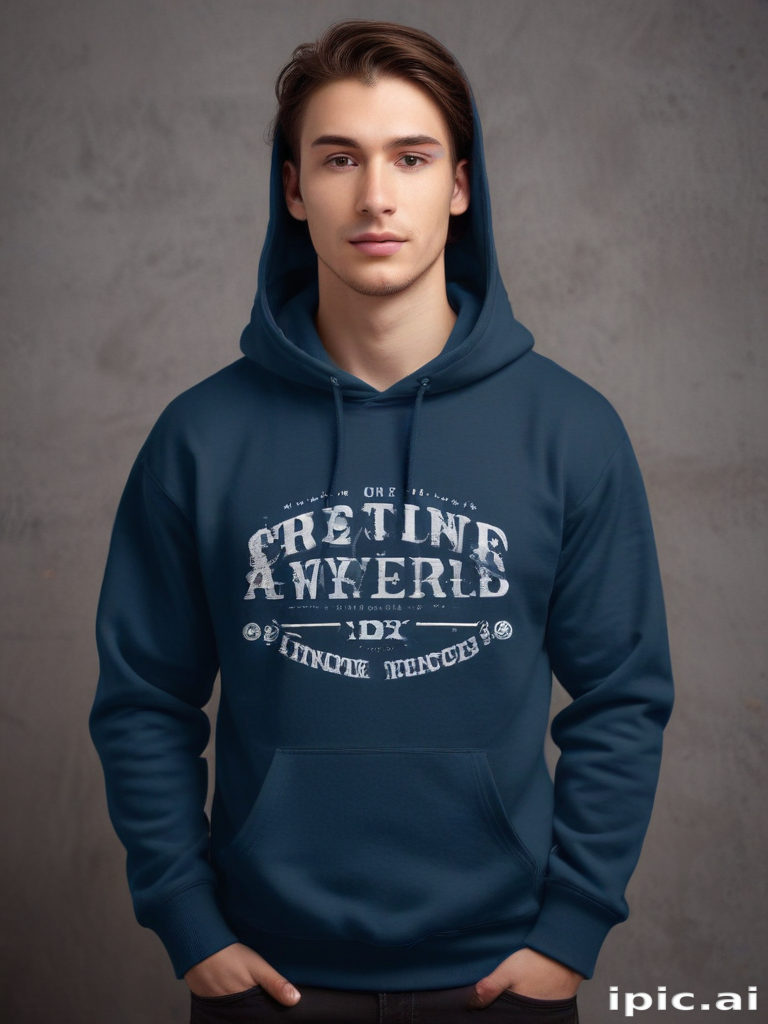 Young Man Wearing a Stylish Hooded Sweatshirt Against a Neutral Background